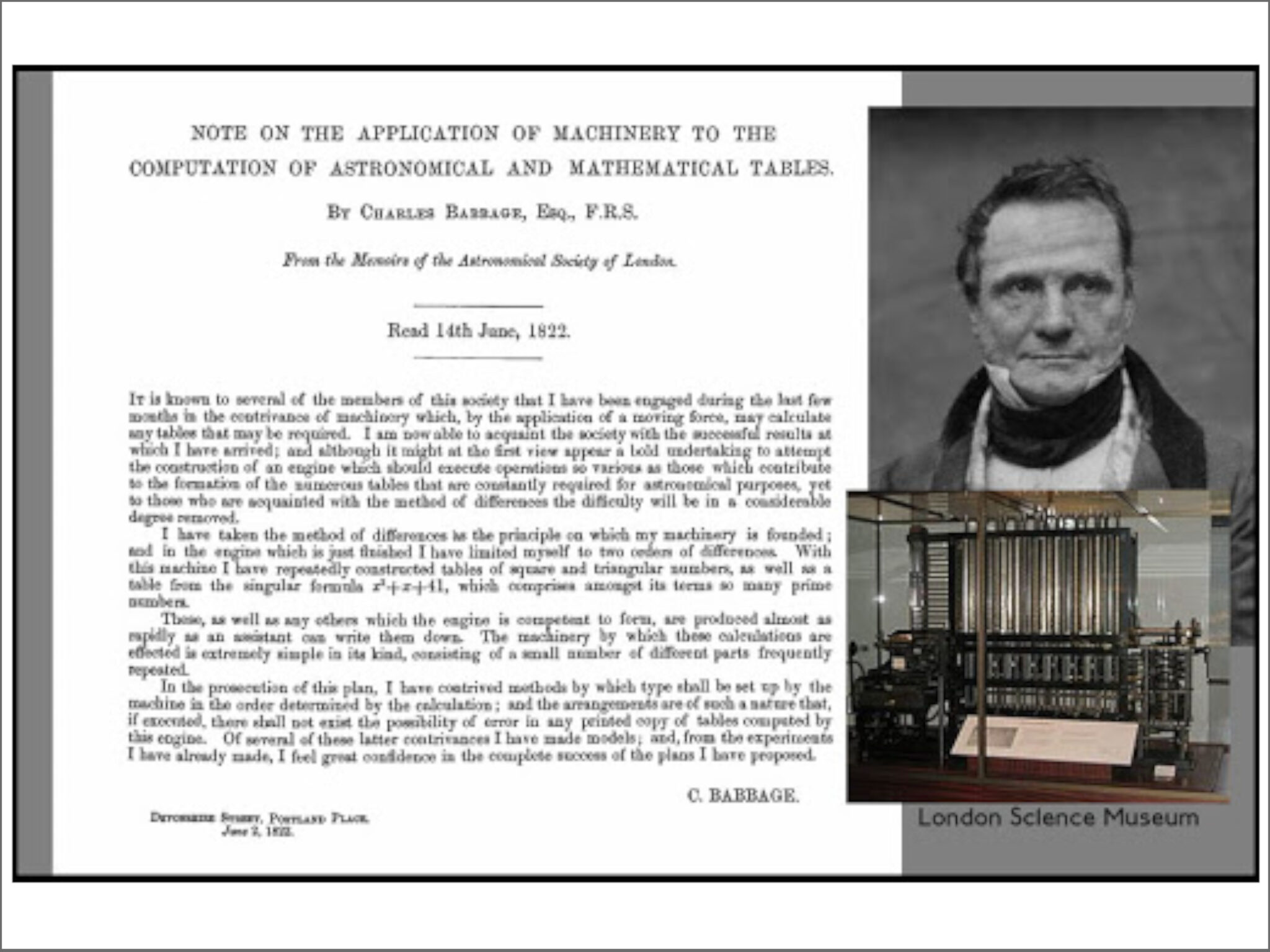Ο Charles Babbage ανήγγειλε την εφεύρεσή του, τη Διαφορική μηχανή ...