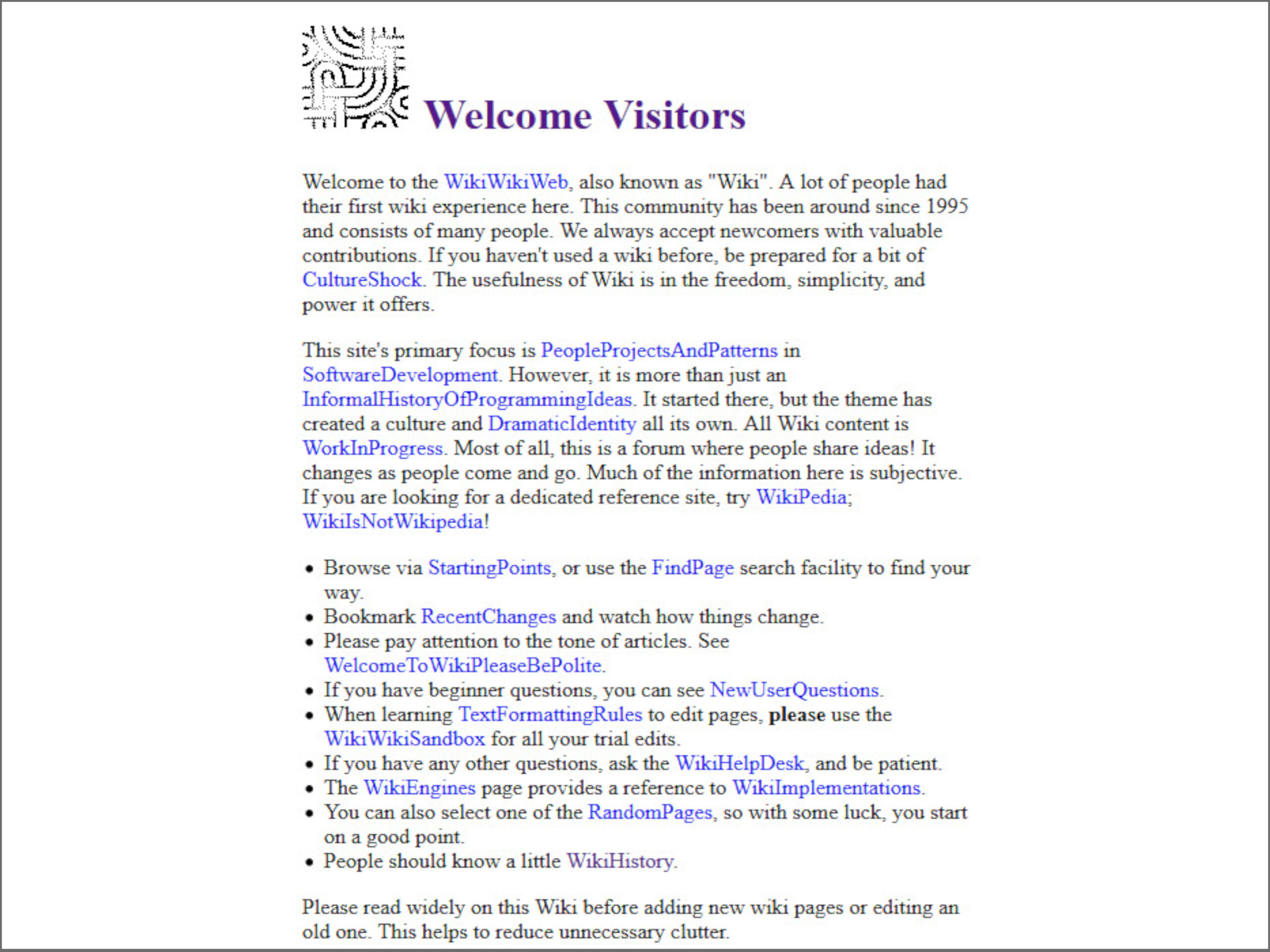 Ο προγραμματιστής Ward Cunningham, ξεκίνησε το WikiWikiWeb, την πρώτη ...